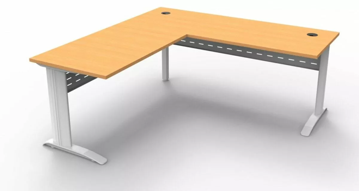 Span Beech Desk and Return – IOF – Ideal Office Furniture Solutions