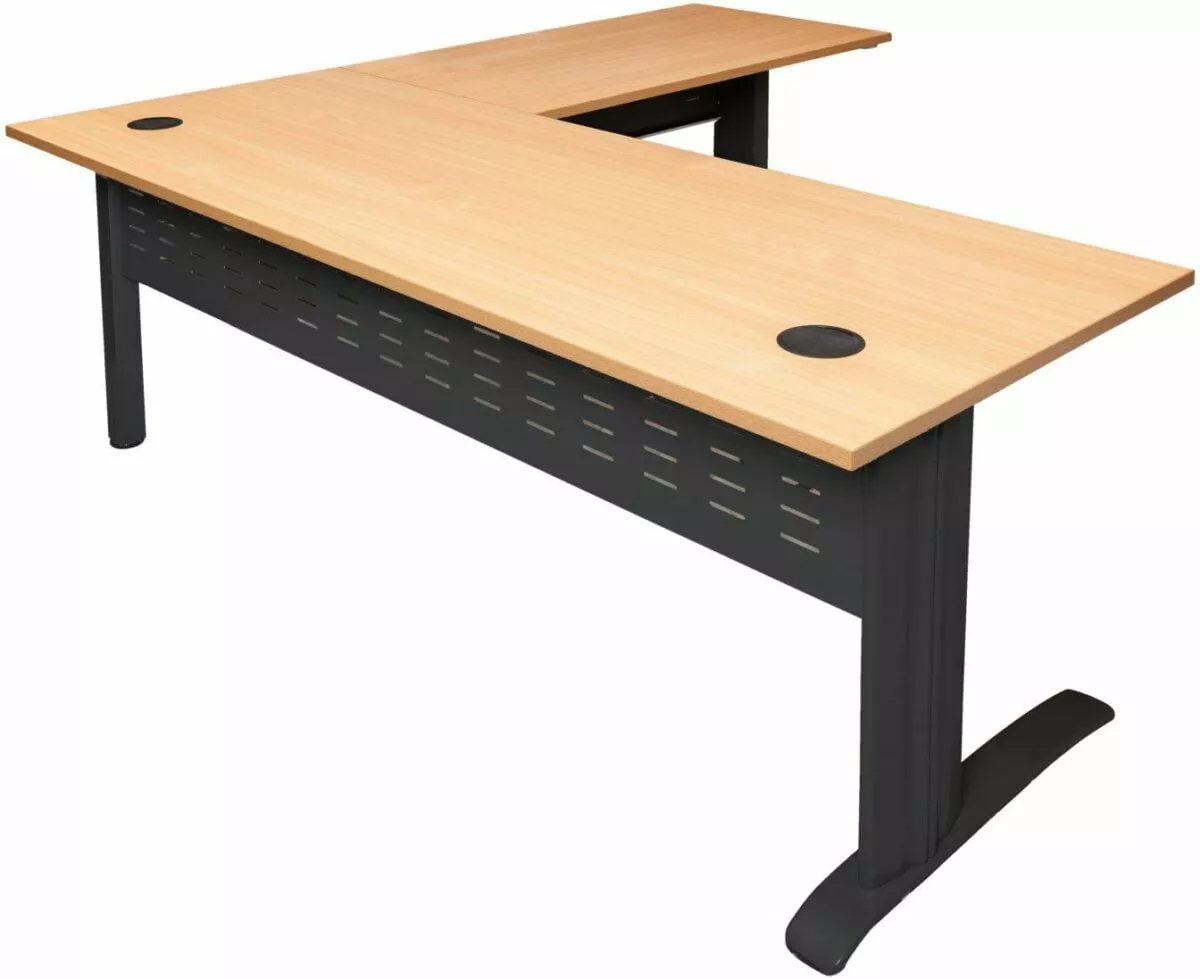 Span Beech Desk and Return – IOF – Ideal Office Furniture Solutions