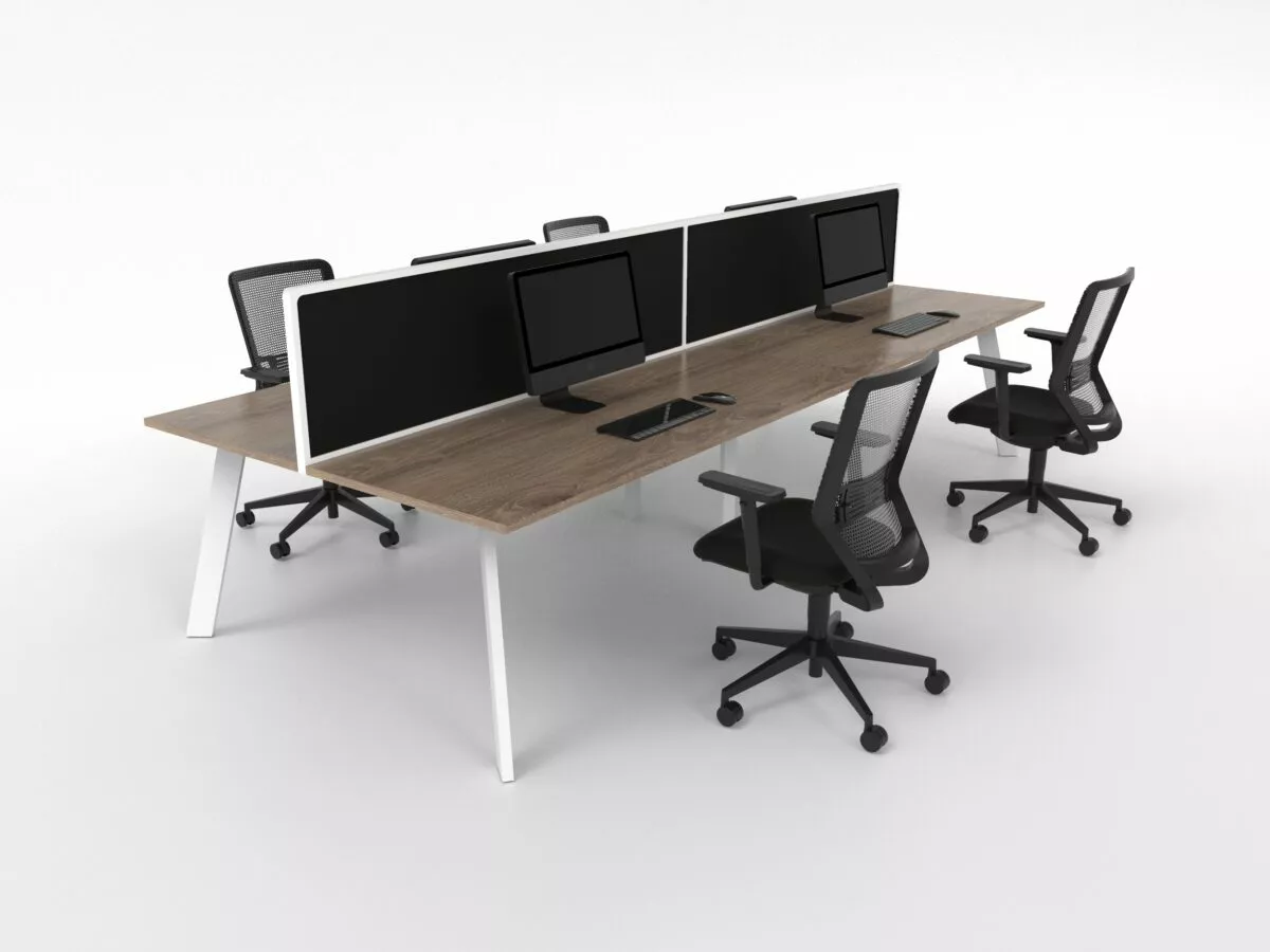 Alpha (White Leg) – 4 Person Workstation – IOF – Ideal Office Furniture ...