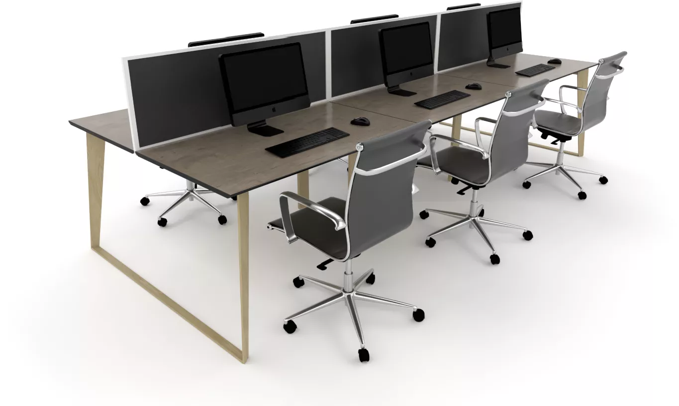 Razor (Woodgrain Leg) – 6 Person Workstation – IOF – Ideal Office ...