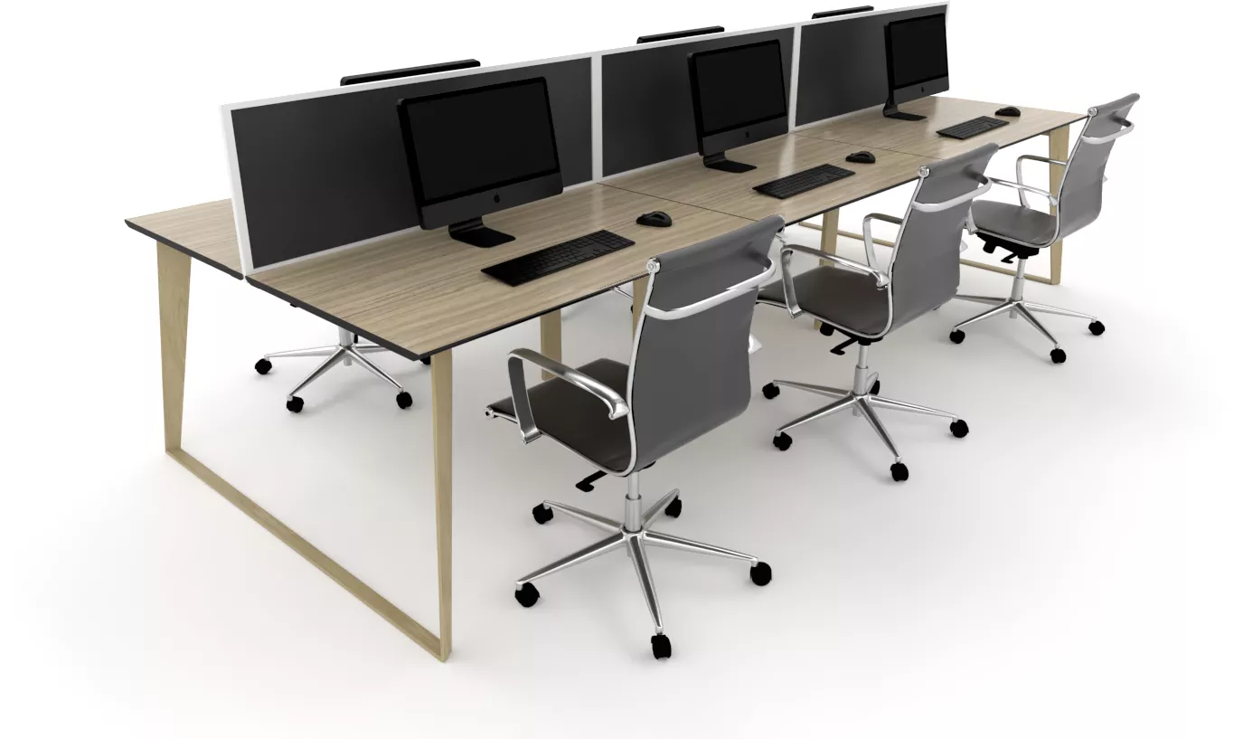 Razor (Woodgrain Leg) – 6 Person Workstation – IOF – Ideal Office ...