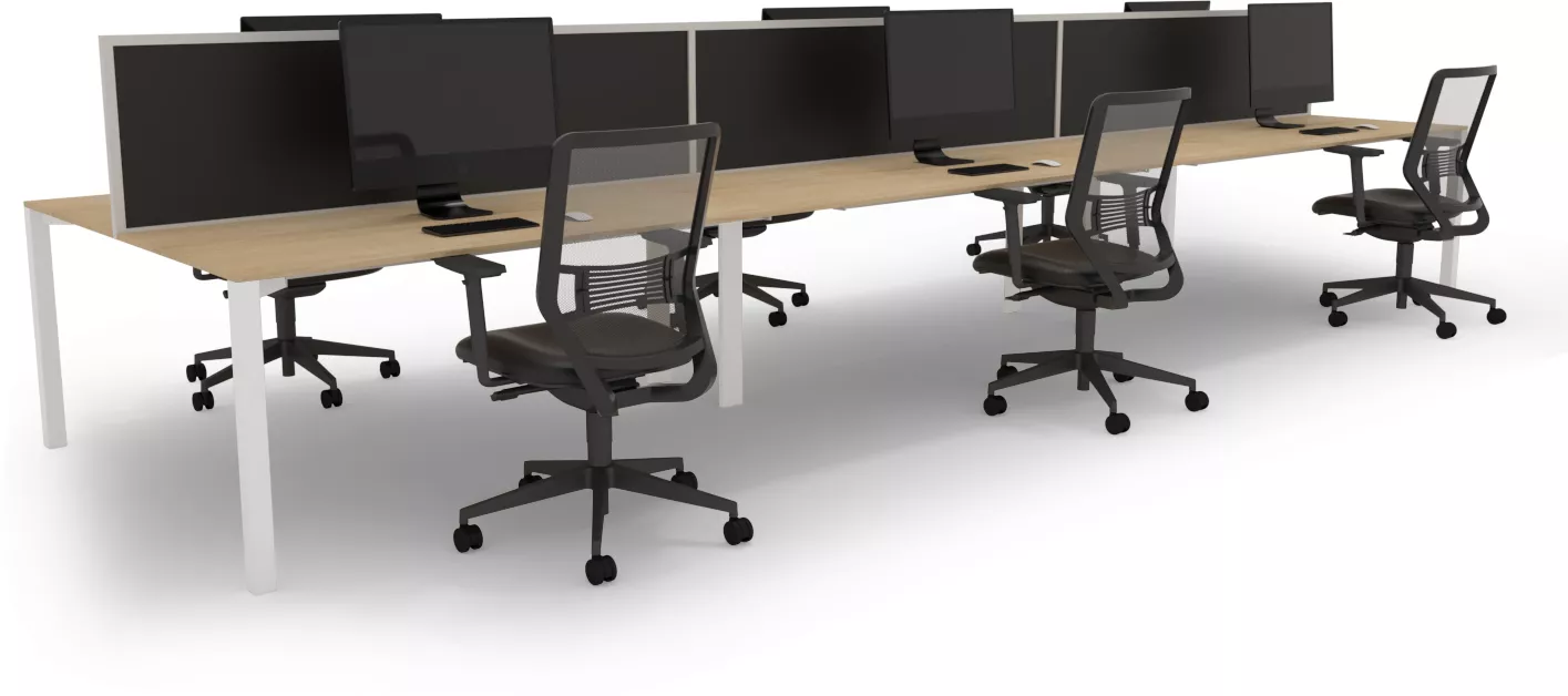 Cube (White Leg) – 6 Person Workstation – IOF – Ideal Office Furniture ...