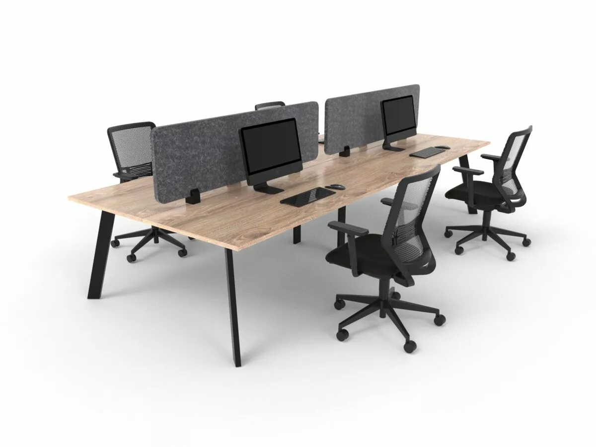 Alpha (Black Leg) – 4 Person Workstation – IOF – Ideal Office Furniture Solutions