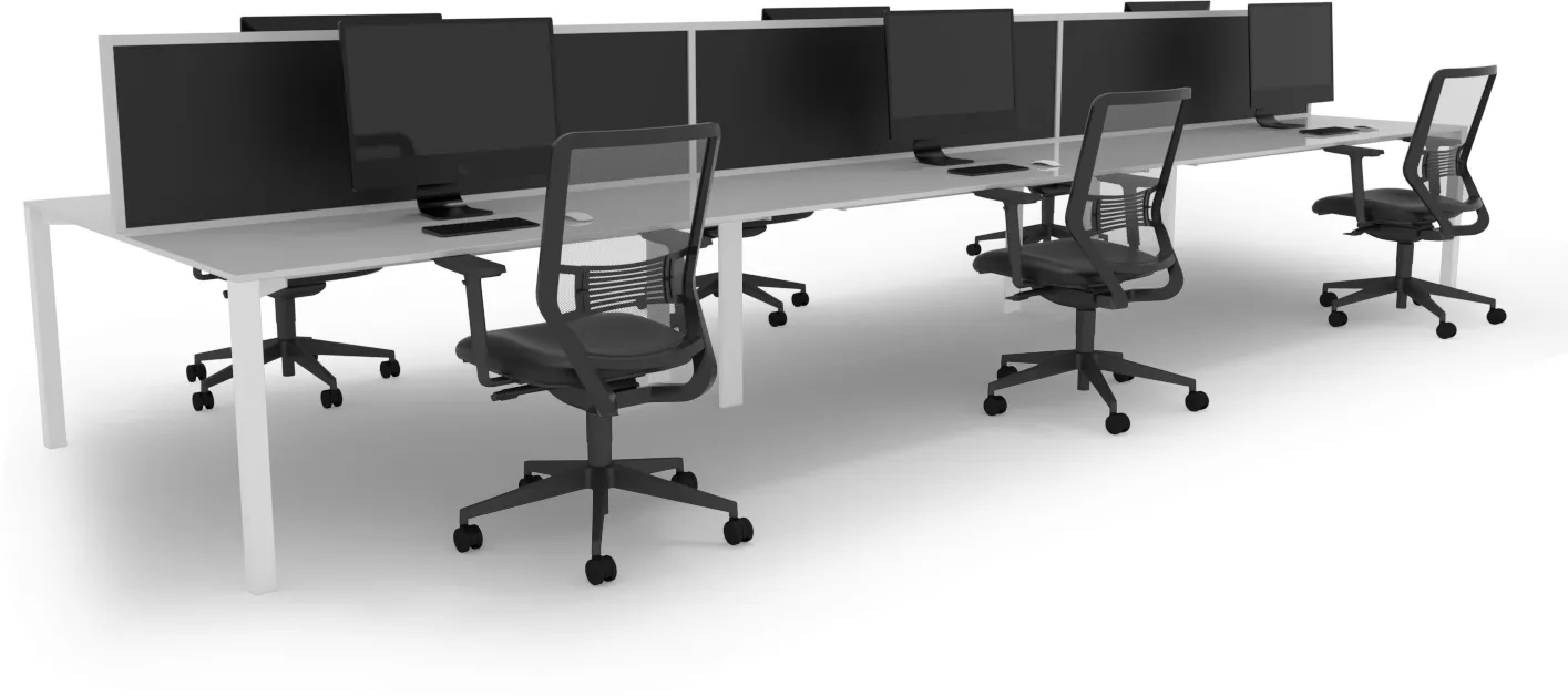 Cube (White Leg) – 6 Person Workstation – IOF – Ideal Office Furniture ...