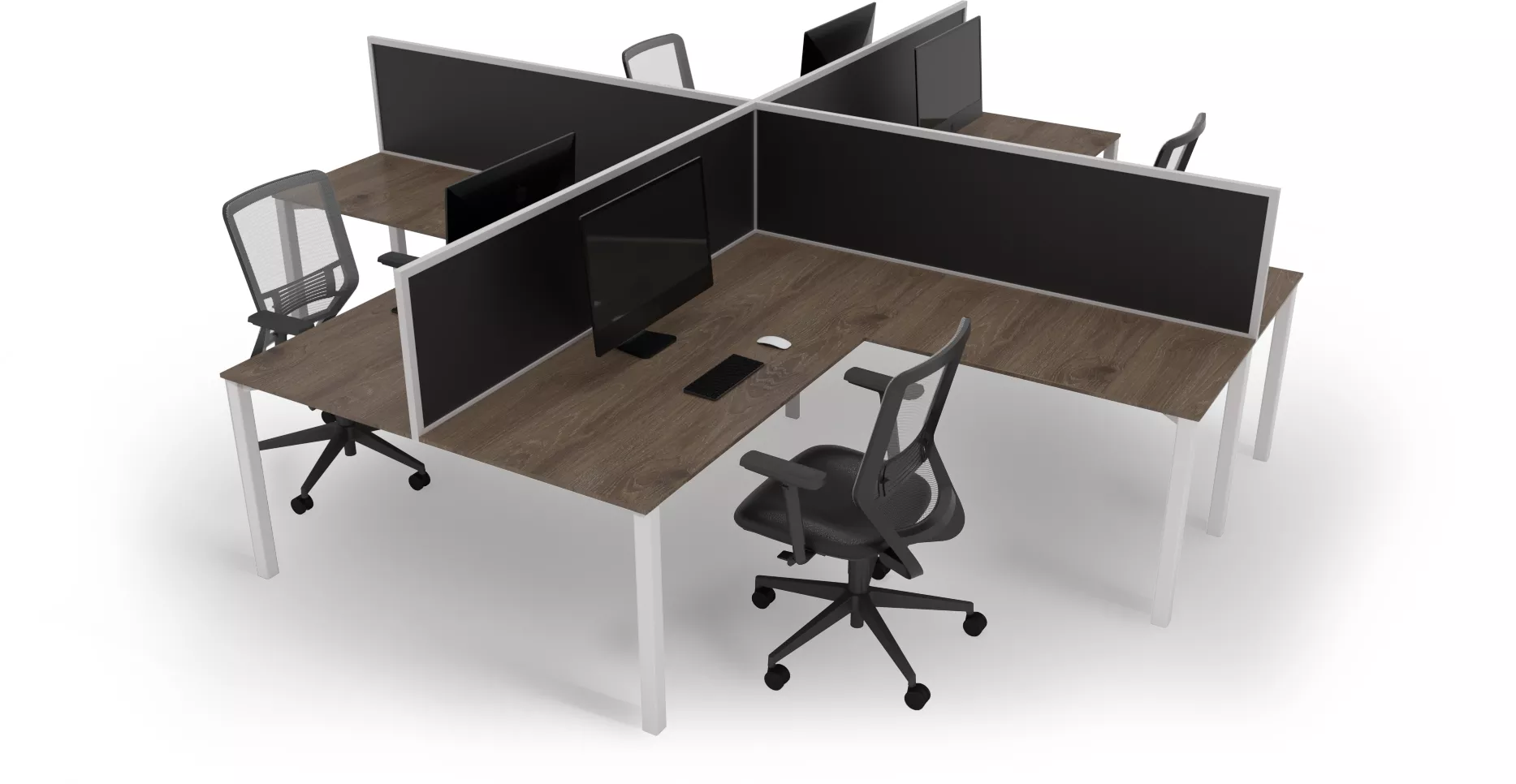 Cube (White Leg) – 4 Person Corner Cluster – IOF – Ideal Office ...