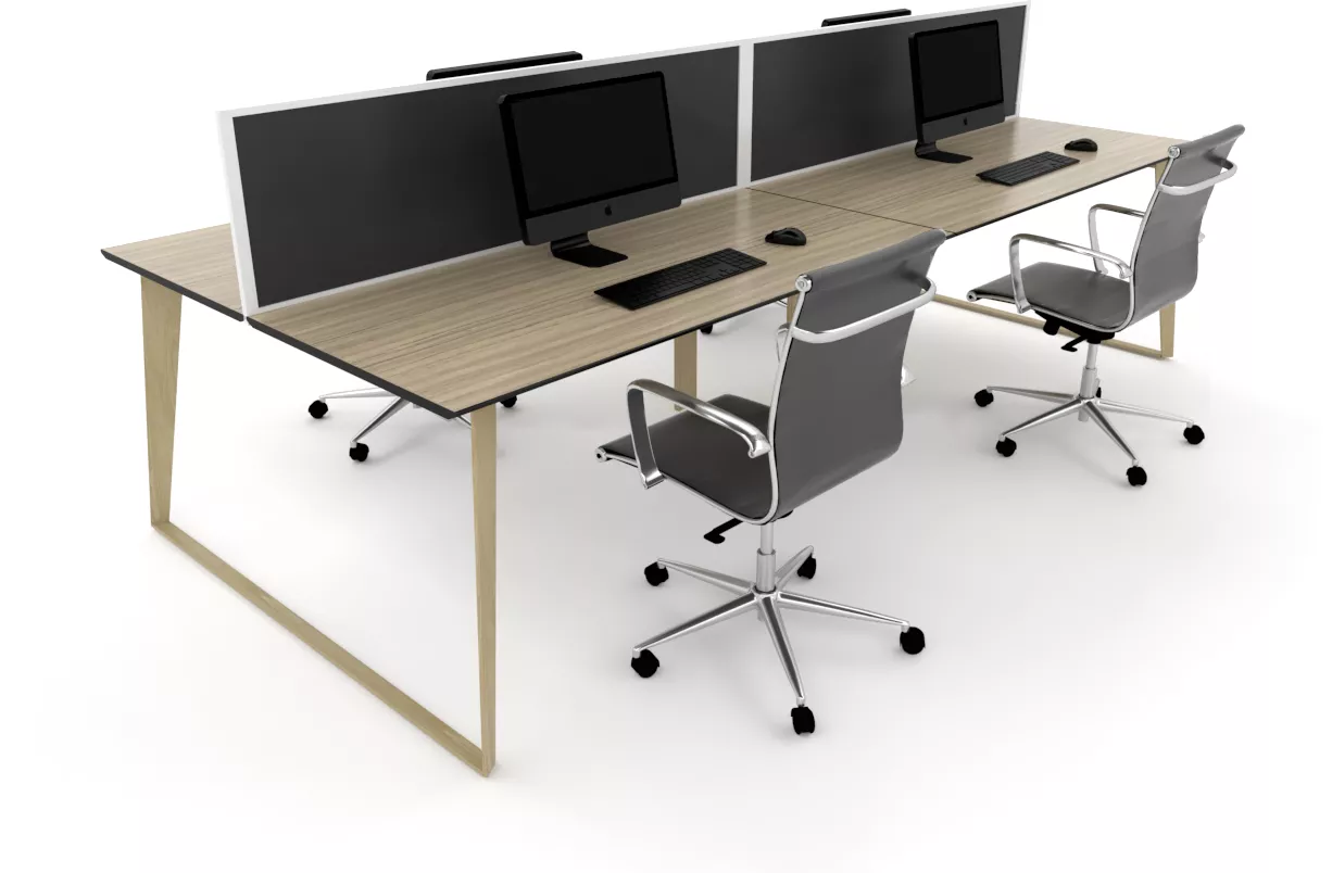 Razor (Woodgrain Leg) – 4 Person Workstation – IOF – Ideal Office ...