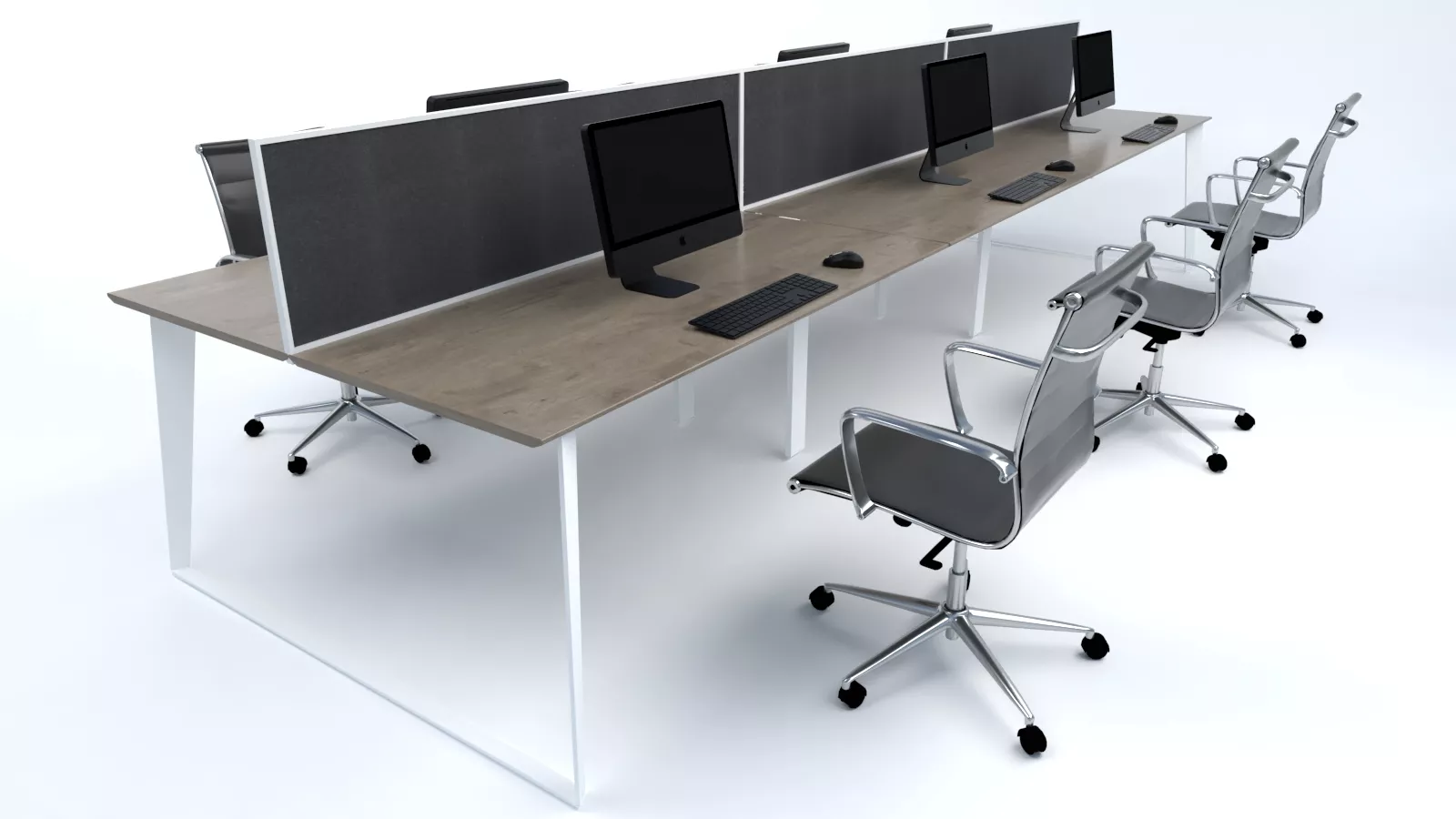 Razor (White Leg) – 6 Person Workstation – IOF – Ideal Office Furniture ...