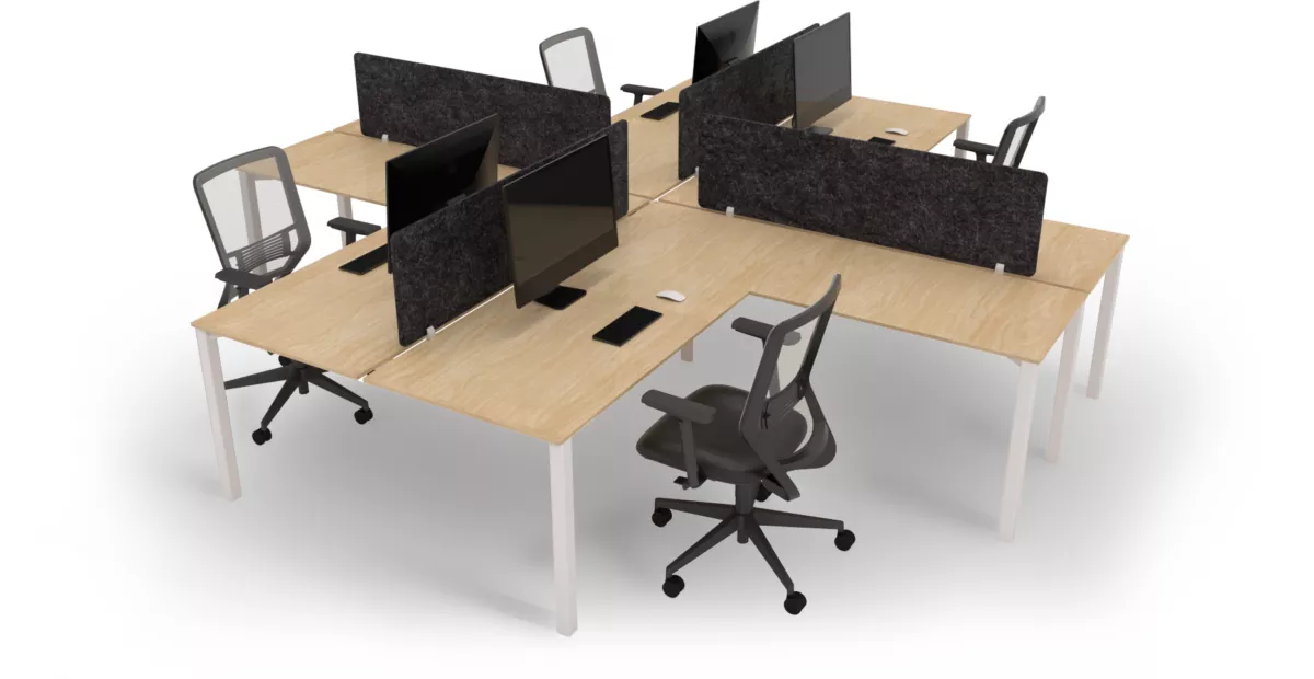 Cube (White Leg) – 4 Person Corner Cluster – IOF – Ideal Office ...