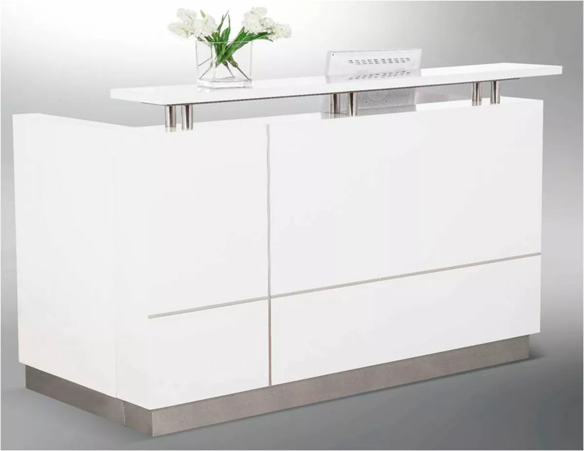 Hugo Gloss White Reception Counter – IOF – Ideal Office Furniture Solutions